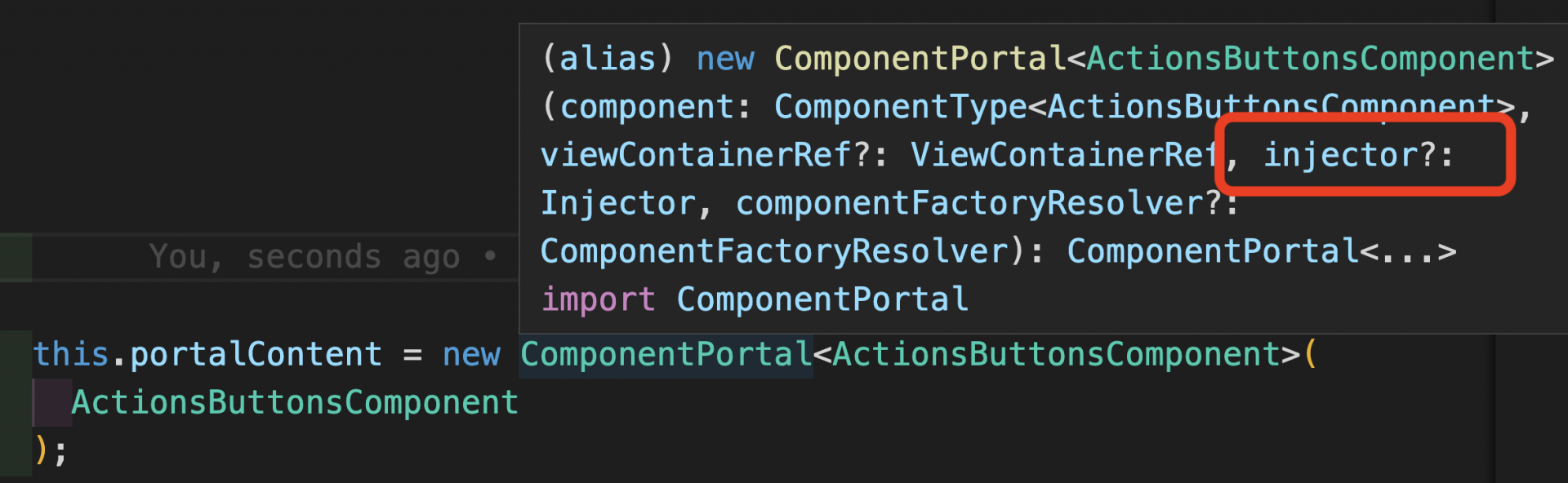 How to provide data to ComponentPortal using Dependency injection ...